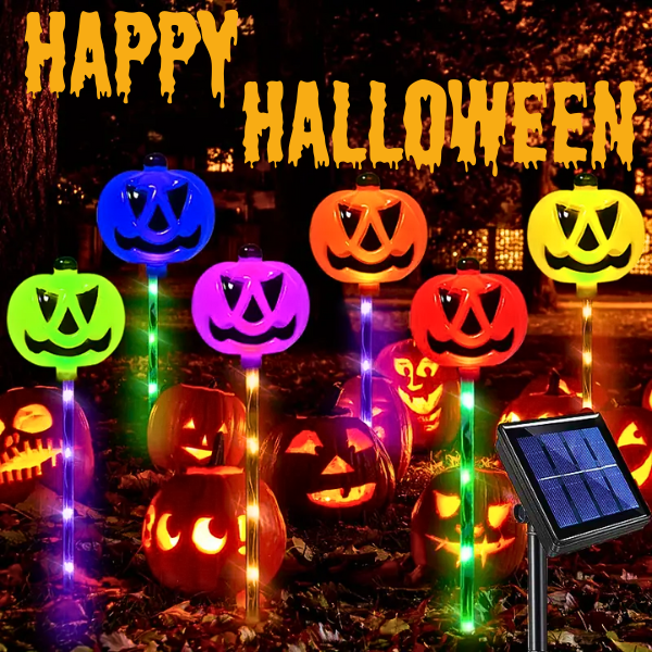 6 Solar Powered Pumpkin LED Lights (Save on electricity bills this Hal ...